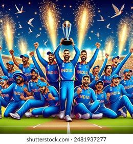Outdoor Photo Triumphant Celebration India Team AI Generated Image Shutterstock