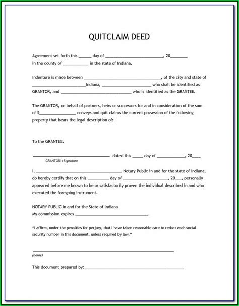 Washington State Quit Claim Deed Template