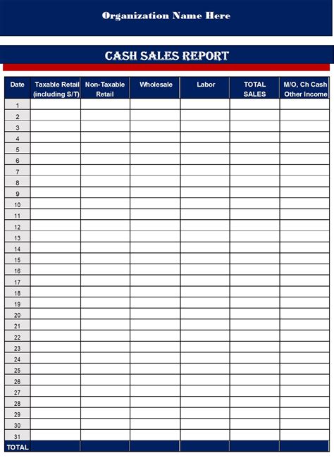 Cash And Credit Sales Report Template Free Report Templates Sales