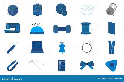 Sewing Clothing Manufacture Icons Set Vector Image Stock Illustration
