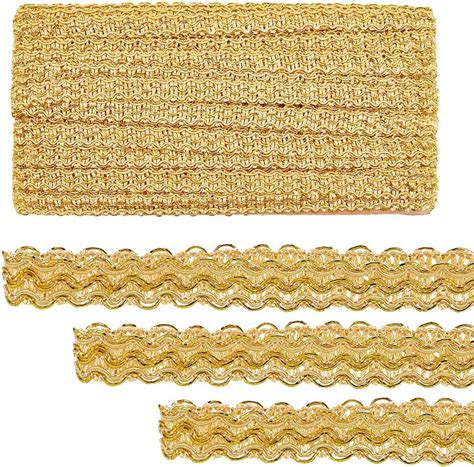 Ph Pandahall 12 Yards Golden Braid Lace Trim 15cm Wavy Woven Lace