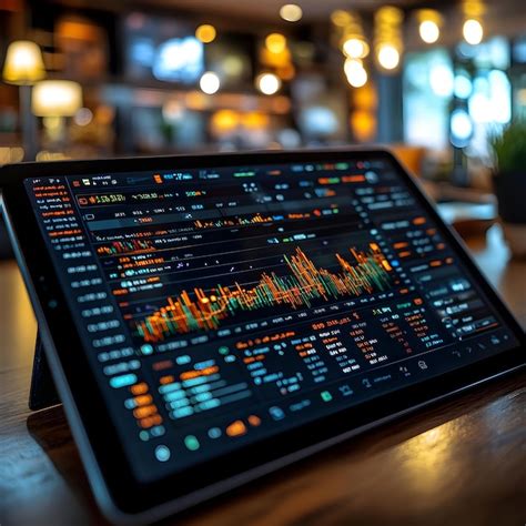Tablet Screen Showing Financial Data And Graphs Illustration Premium Ai Generated Image