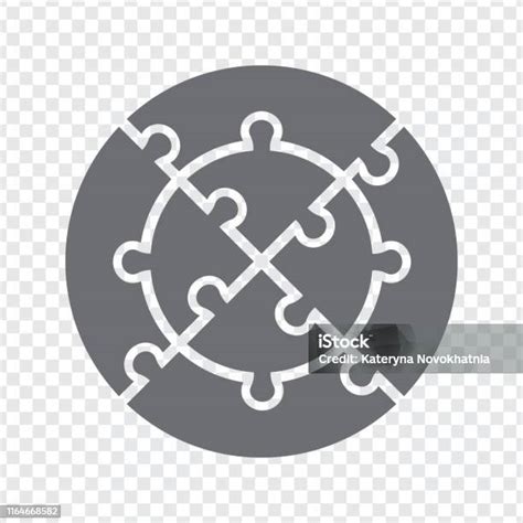 회색의 간단한 아이콘 원 퍼즐 투명 한 배경에 네 가지 요소와 센터의 간단한 아이콘 원 퍼즐 플랫 디자인 벡터 일러스트 레이션 Eps10 8에 대한 스톡 벡터 아트 및 기타