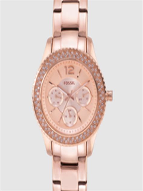 Buy Fossil Women Rose Gold Toned Embellished Analogue Watch Es3590
