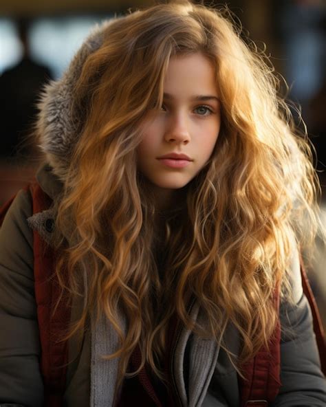 Premium Photo A Young Woman With Long Hair Sitting In A Train Station