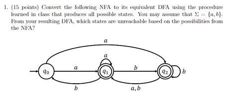 solved 15 ﻿points ﻿convert the following nfa to its