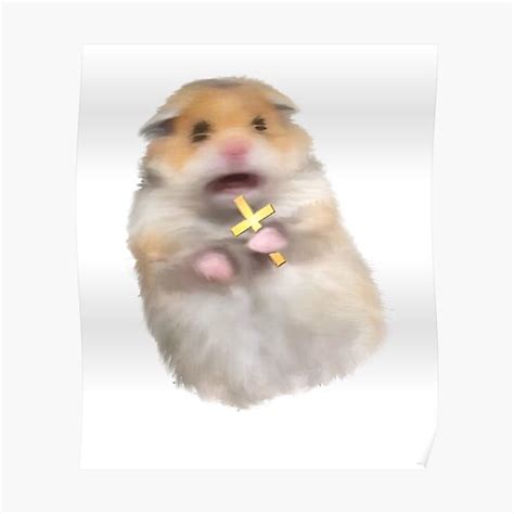 Poster Scared Hamster With Cross Meme Funny Screaming Hampster