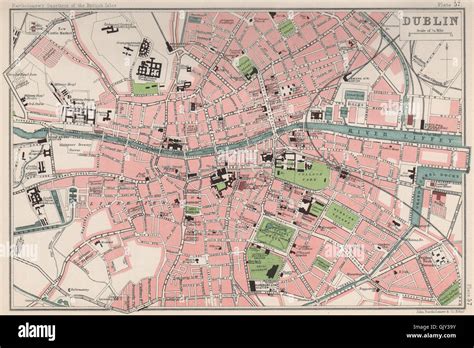 Dublin Antique Towncity Plan Bartholomew 1904 Antique Map Stock