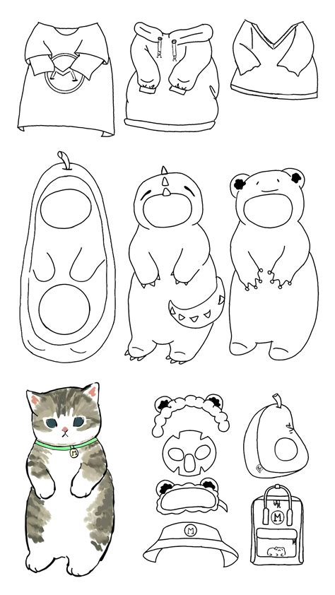 Раскраска Котик с одеждой 24 распечатать Happybrushes