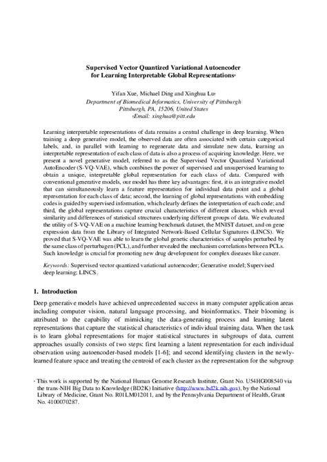 Pdf Supervised Vector Quantized Variational Autoencoder For Learning