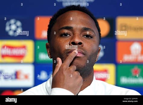 Manchester Citys Raheem Sterling During A Press Conference At The City