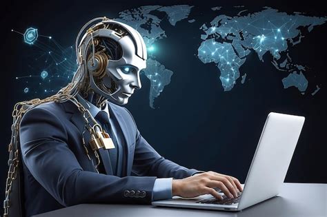 Premium Photo Global Network Security Businessman Working On Laptop With Padlock Protecting