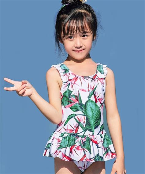 Teddyshop（テディショップ）の「キッズ水着 レトロボタニカル柄バックリボンフリルオールインワンスイムウェア スイムキャップ 2点セット