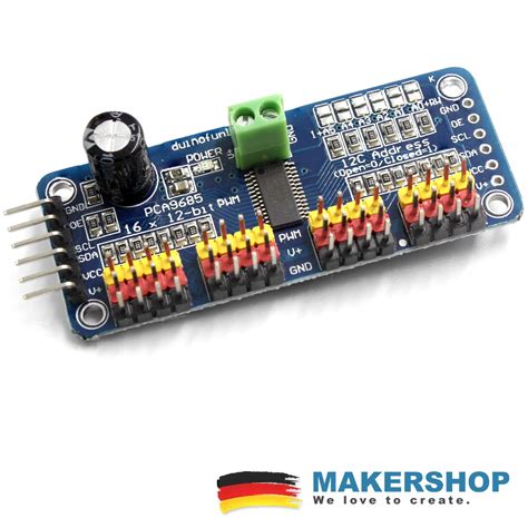 Pca9685 16 Kanal Driver Servomotor Treiber Modul Pwm I2c Arduino Raspberry Pi Makershopde