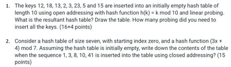 Solved 1 The Keys 12 18 13 2 3 23 5 And 15 Are