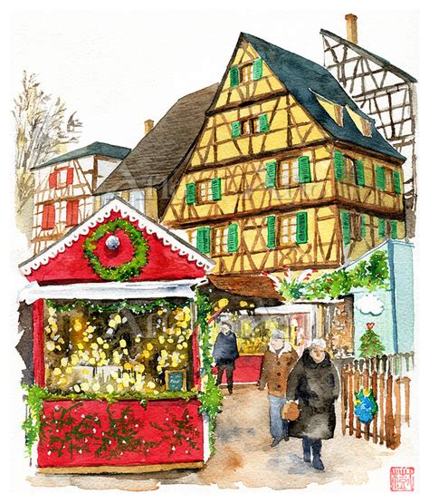 フランス コルマール クリスマス・マーケット [205474996]のイラスト素材 アフロ