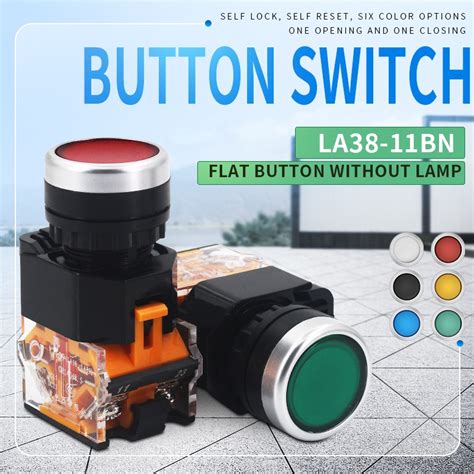 1pcs LA38 11BN Button Switch Self Locking Start Power Switch Self