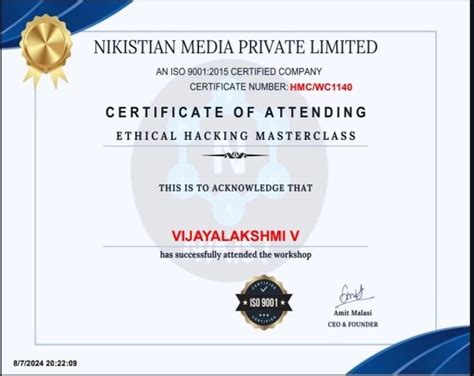 Vijayalakshmi V On Linkedin Ethicalhacking Cybersecurity Learning Professionaldevelopment…