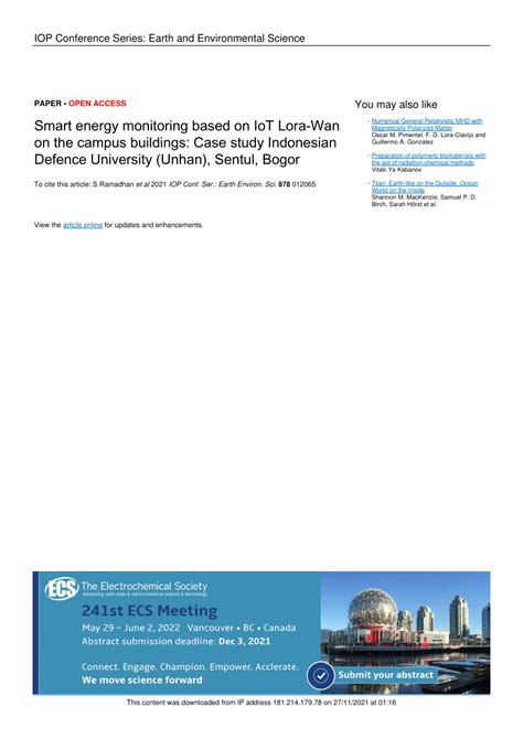 PDF Smart Energy Monitoring Based On IoT Lora Wan On The Campus