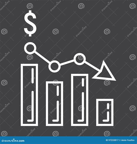 Declining Graph Line Icon Business And Finance Stock Vector
