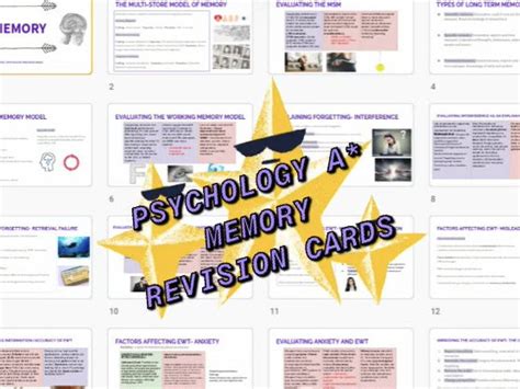 Psychology Memory Revision Cards Teaching Resources