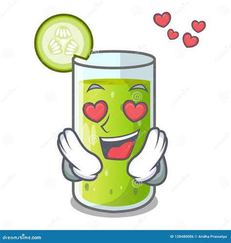 In Love Delicious Cucumber Juice On Table Cartoon Stock Vector Illustration Of Herbal Cute