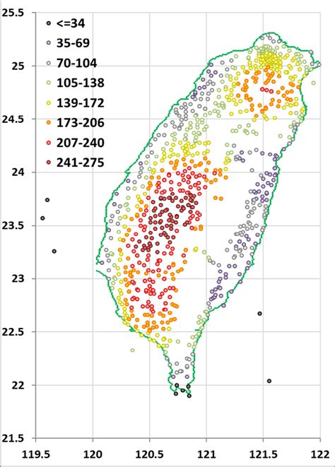 Spatial Distribution Of Afternoon Convective Rain Events In Each