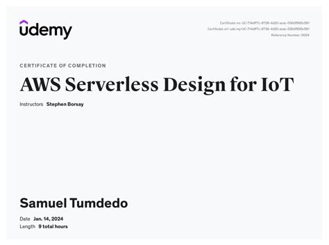 samuel tumdedo on linkedin udemy course completion certificate