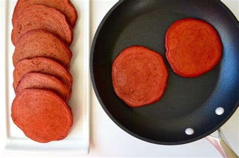 Red Velvet Pancakes With Cream Cheese Glaze Just A Taste