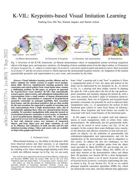 K Vil Keypoints Based Visual Imitation Learning Deepai