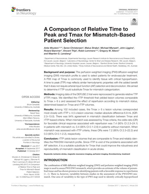 pdf a comparison of relative time to peak and tmax for mismatch based