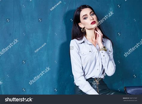 Sexy Beautiful Woman Dark Brunette Hair Stock Photo Shutterstock