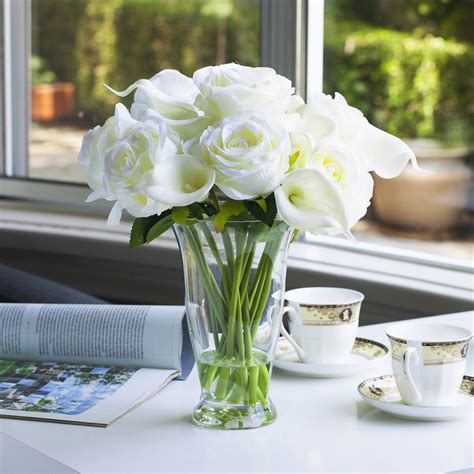 Enova Home Artificial Flowers Mixed Cream Real Touch Lily And Roses