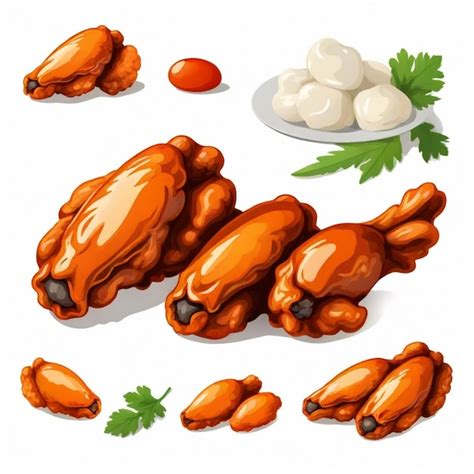 Buffalo Wings Vector Set White Background Isolated A High Premium Ai Generated Vector