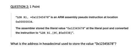 Solved Ldr R1 0×12345678 Is An Arm Assembly Pseudo