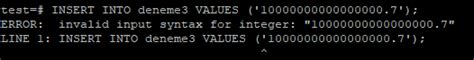 Postgresql Sayısal Veri Tipleri