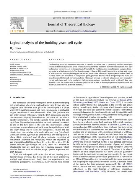 pdf logical analysis of the budding yeast cell cycle dokumen tips