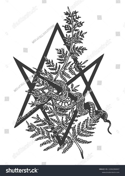 Tattoo Leaves Snake Sacred Geometry Frame Stock Vector Royalty Free