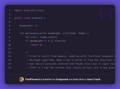 ThaiFlowers S Solution For Knapsack In Java On Exercism