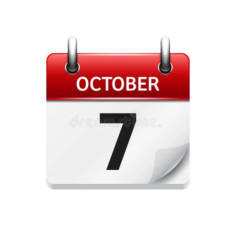 October 14 Vector Flat Daily Calendar Icon Date And Time Day Month
