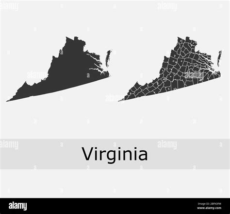 Virginia Maps Vector Outline Counties Townships Regions
