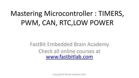 Mastering Microcontroller Timers Pwm Can Rtclow Power Pptx
