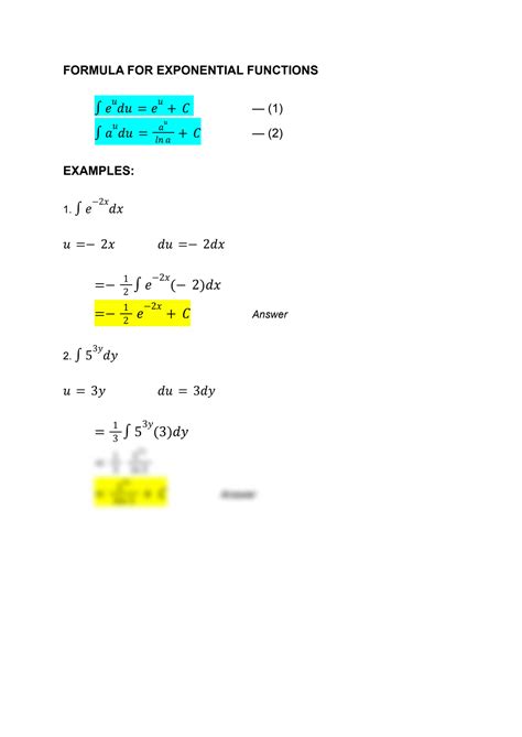 SOLUTION Calculus Integration Of Exponential Functions Examples And Solution Studypool