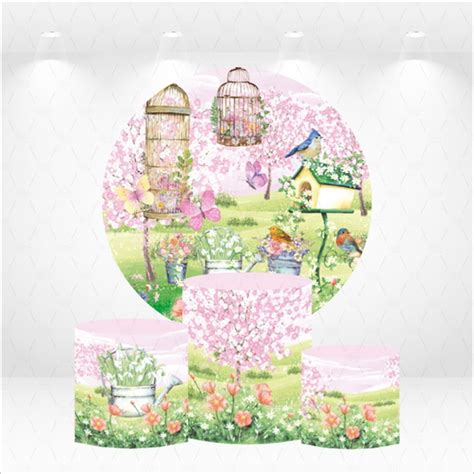 PAINEL REDONDO KIT DE CAPAS DE CILINDROS JARDIM ENCANTADO