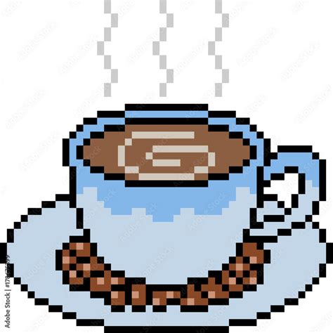 Vector Pixel Art Coffee Cup Stock Vector Adobe Stock