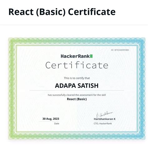 react basic certificate satish adapa