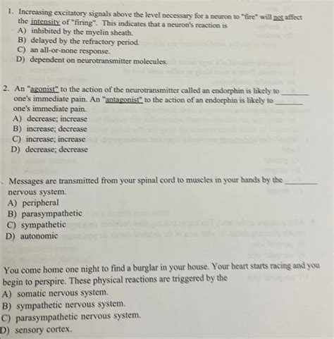 Solved 1 Increasing Excitatory Signals Above The Level