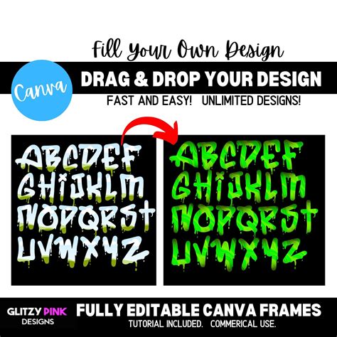 Graffiti Font Canva Frame Fill Your Own Font Canva Template Fonts For Canva Font SVG Font