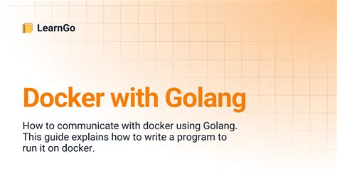 Docker With Golang Learngo