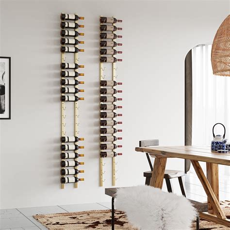 Modern Gold Wall Mounted Wine Bottle Rack 21 Bottle Metal Wine Rack｜homary